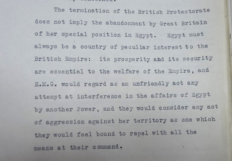100 years ago: ‘Egypt is declared to be an independent sovereign State ...