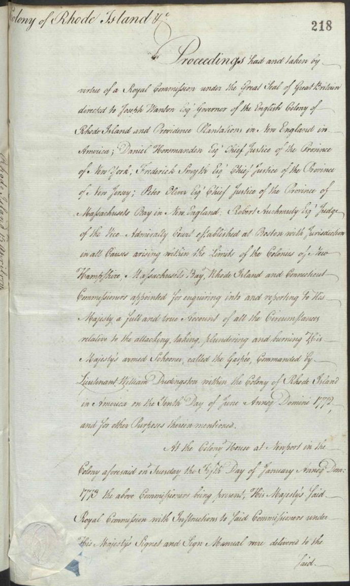 The burning of HMS Gaspee - The National Archives blog